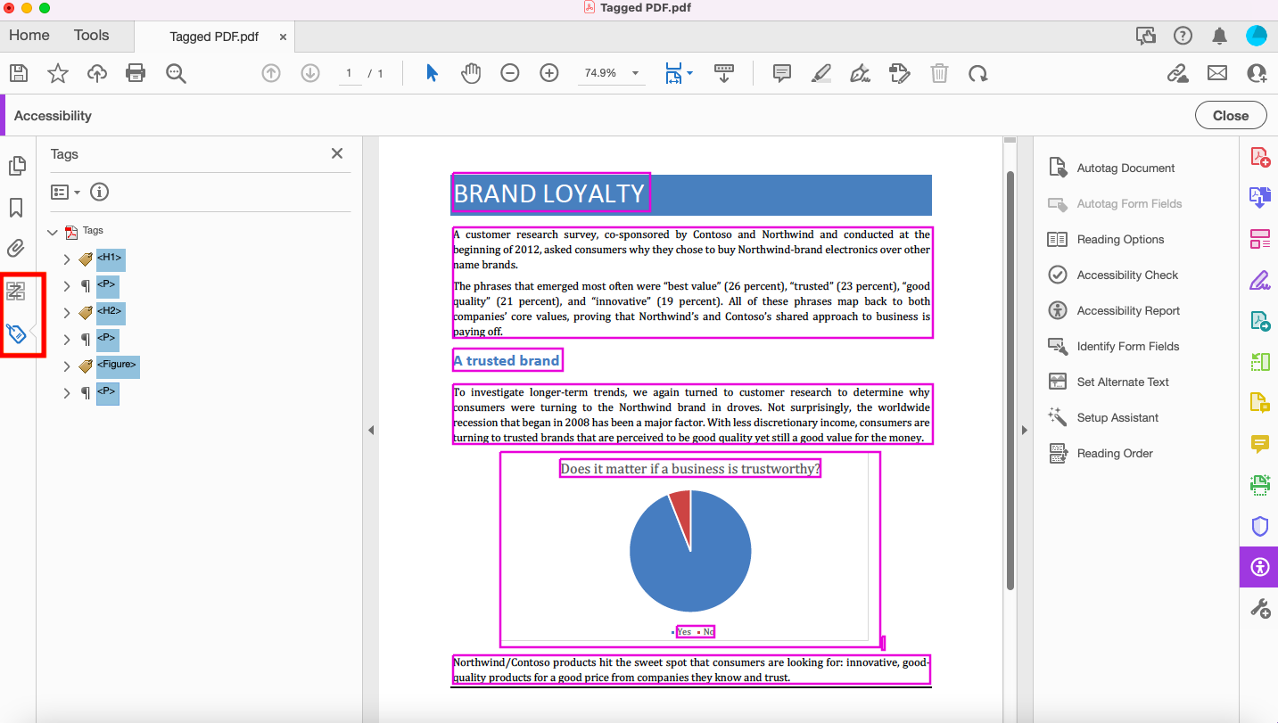 Adding Document Tags and Verifying Reading Order in Adobe Acrobat
