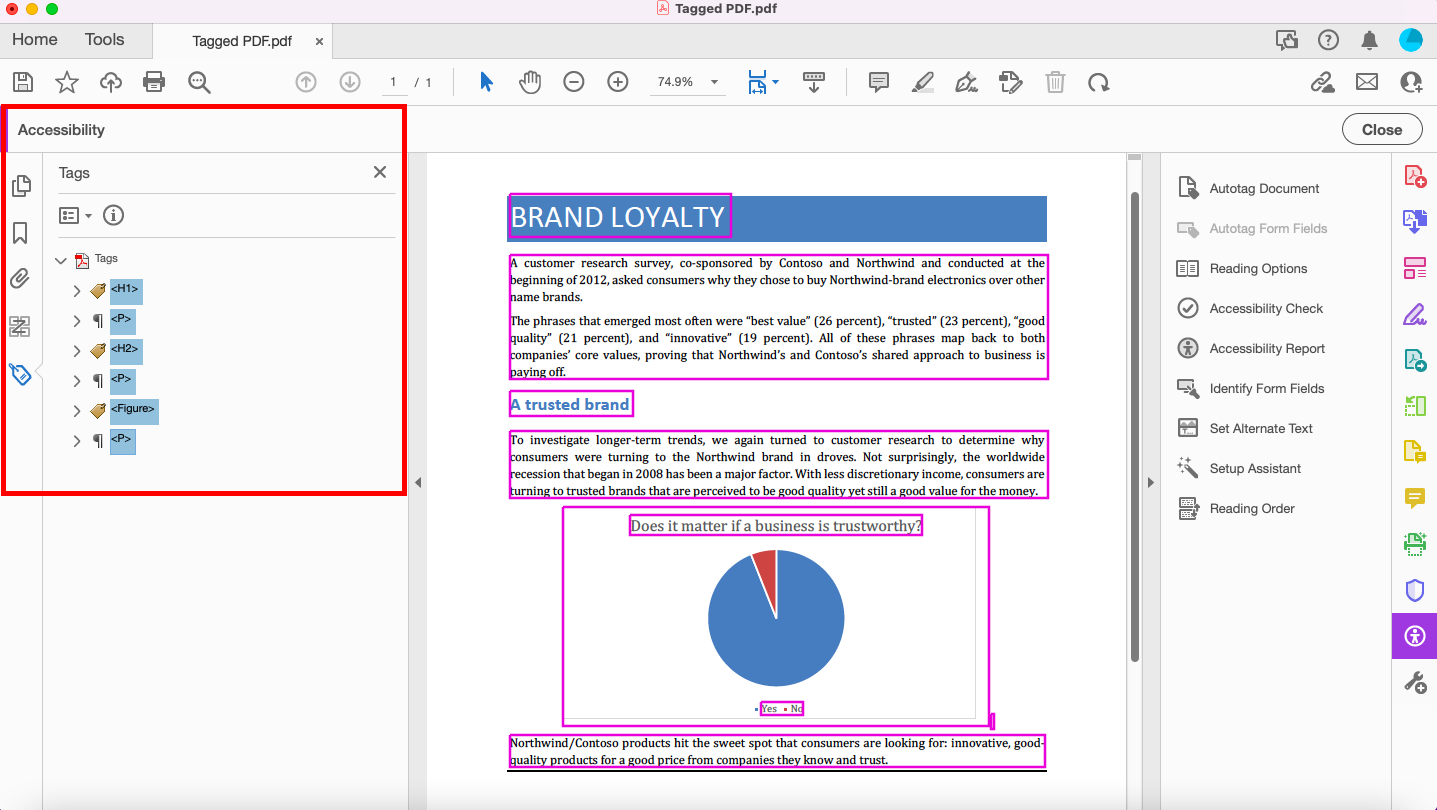 Adding Document Tags and Verifying Reading Order in Adobe Acrobat