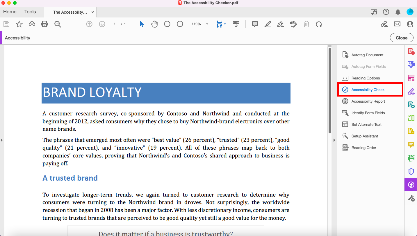 Using The Accessibility Checker In Adobe Acrobat